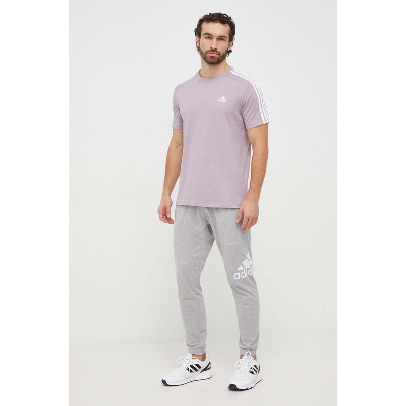 adidas t-shirt in cotone uomo colore violetto con applicazione IS1331 ...