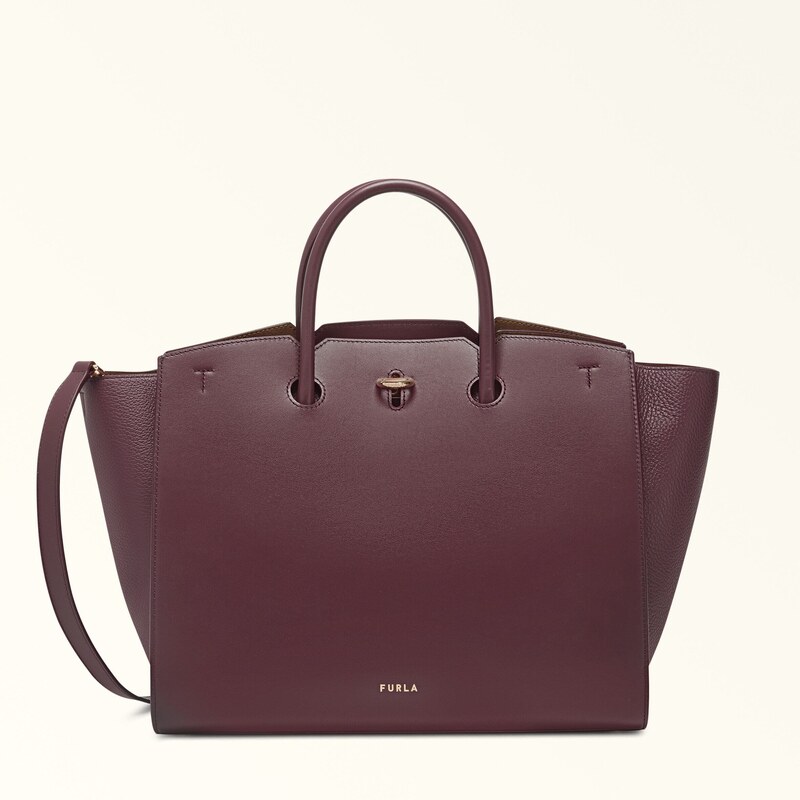 Furla Genesi Borsa Shopping Chianti Viola Pelle Di Vitello Morbida ...