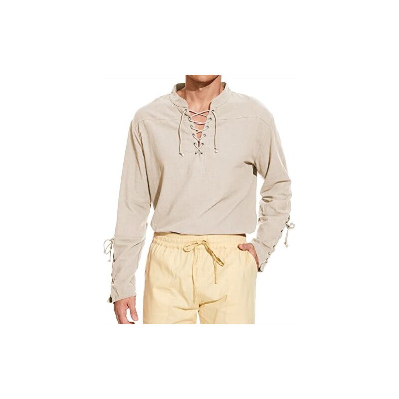 Durio Camicia da uomo medievale – Costume Viking con lacci, costume da uomo rinascimentale ...