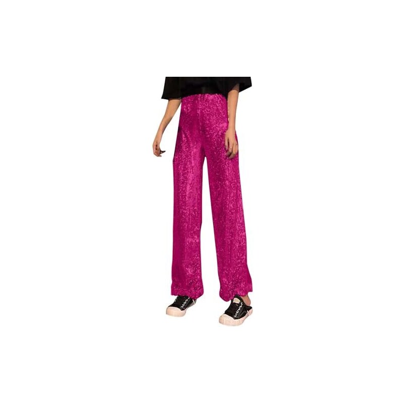 Duohropke Pantaloni da donna Rave Mesh trasparenti scintillanti con ...