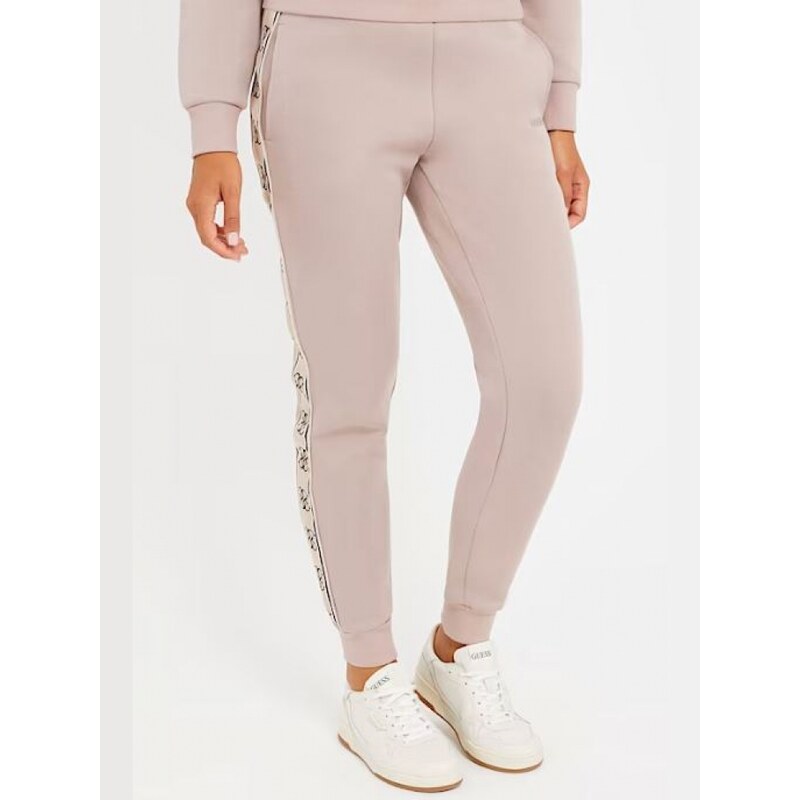 Guess pantalone tuta rosa donna in cotone bande laterali logate ...