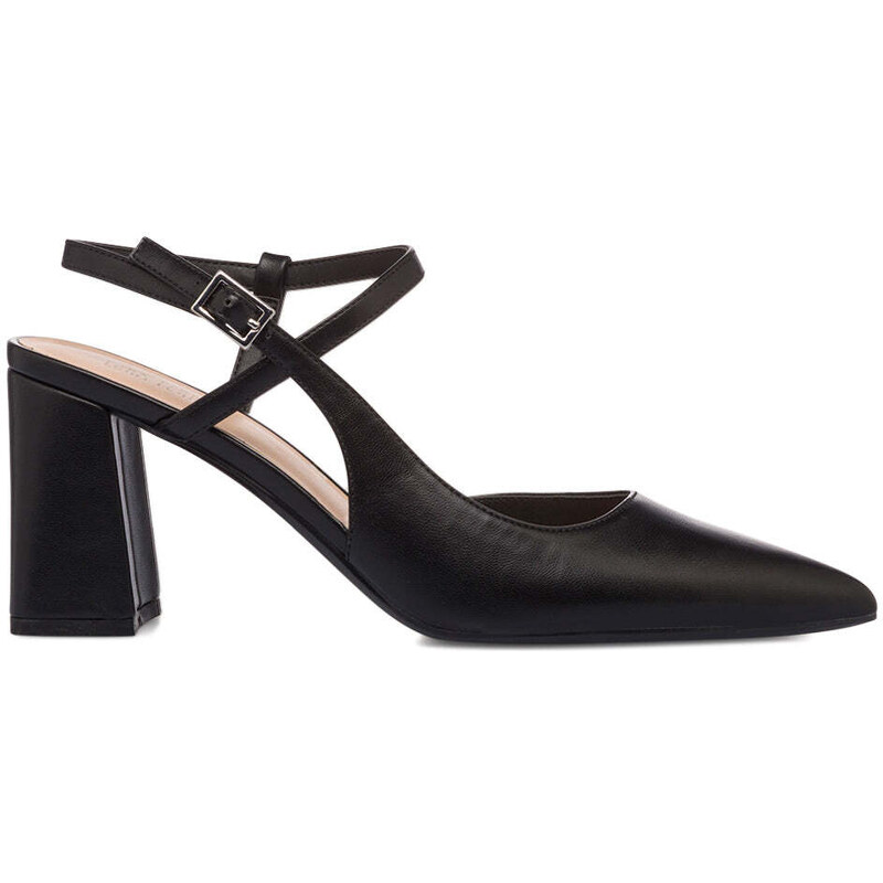 Décolleté slingback nere con tacco a blocco 7 cm Lora Ferres - Stileo.it