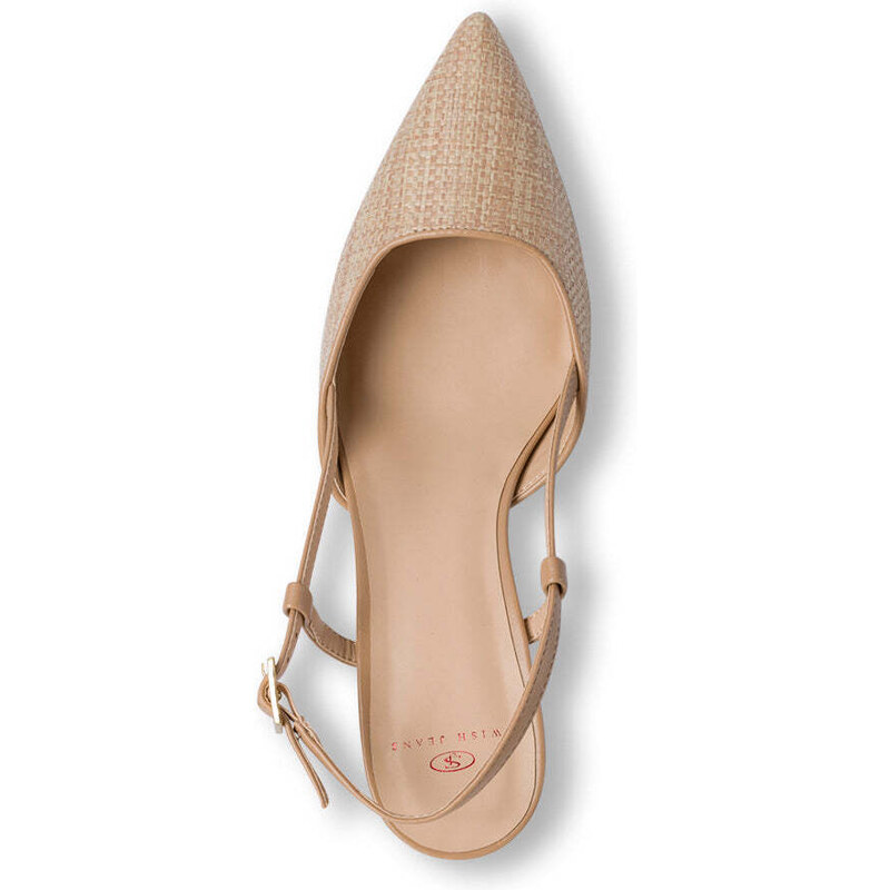 Décolleté slingback beige con dettagli in rafia e tacco 5 cm Swish ...