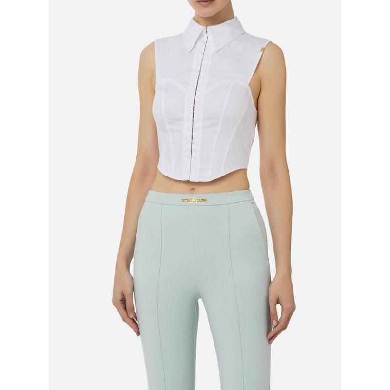 Camicia a bustier in popeline di cotone Elisabetta Franchi - Stileo.it