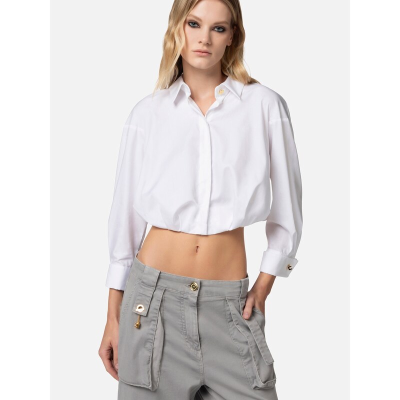 Camicia cropped in popeline di cotone Elisabetta Franchi - Stileo.it