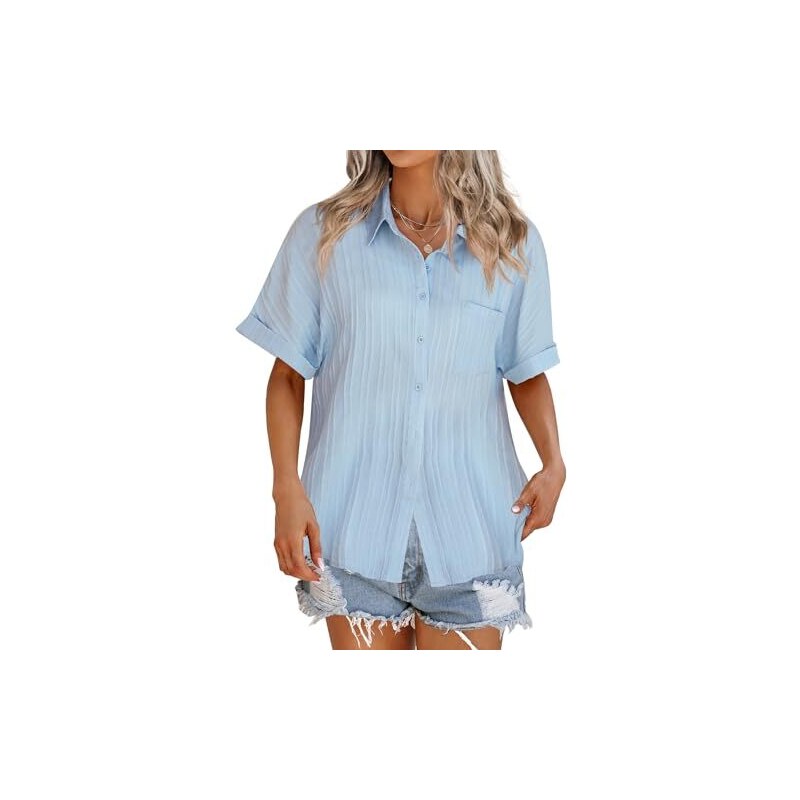 Hotouch Camicetta da donna elegante con scollo a V, a maniche corte ...