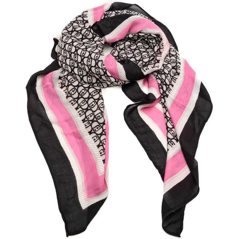 Liu Jo foulard donna nadie a fantasia logo all over nero rosa - Stileo.it