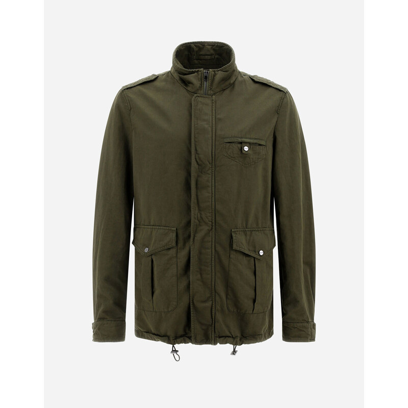 Herno FIELD JACKET IN COTONE E LINO TINTO IN CAPO - Stileo.it