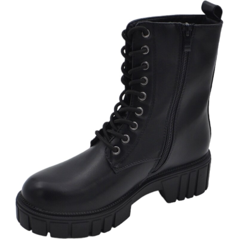 Malu Shoes Stivaletto anfibio scarpa donna nero con lacci regolabili ...