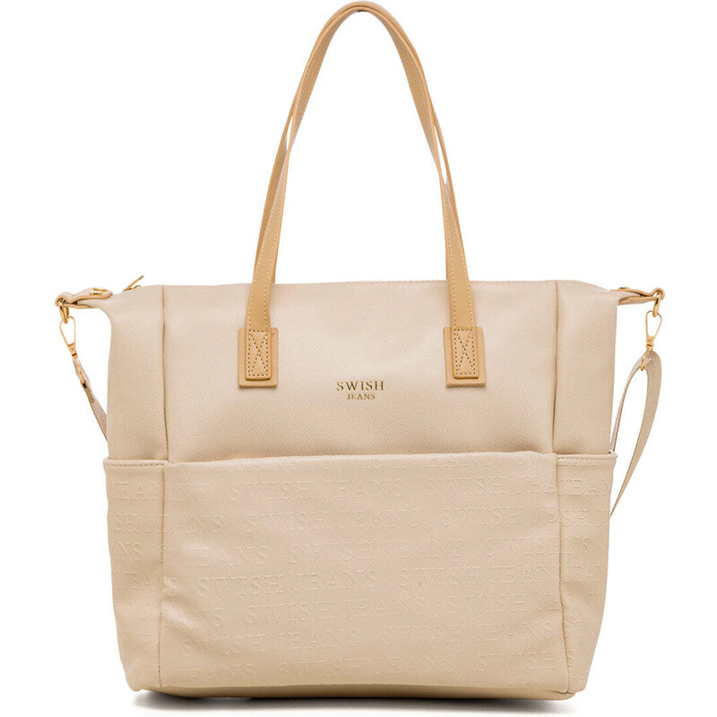 Borsa a spalla nude da donna con logo frontale Swish Jeans Sherry ...