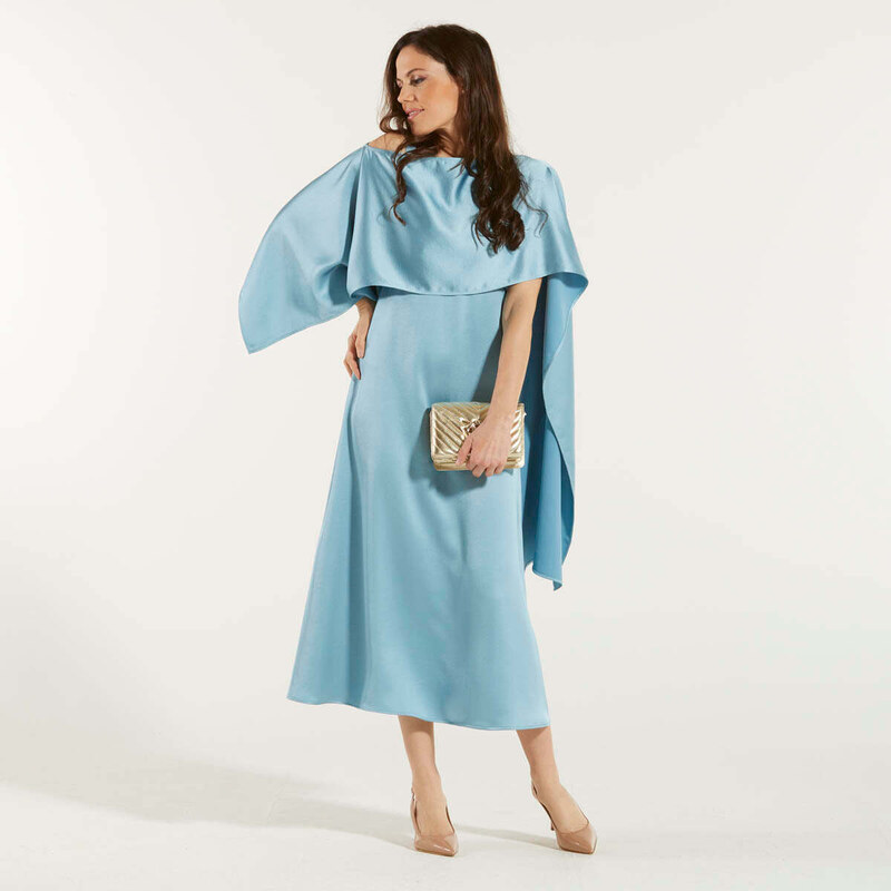 MaxMara abito in raso con stola acqua marina - Stileo.it