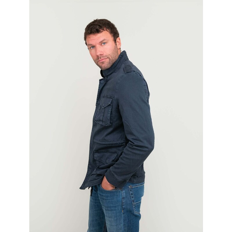 ANDREA MORANDO FIELD JACKET IN COTONE BLU NAVY - Stileo.it