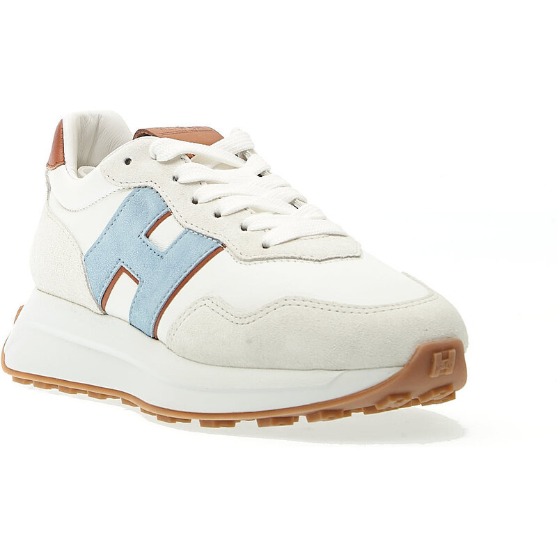 Hogan running H641 camoscio e pelle beige H azzurra - Stileo.it