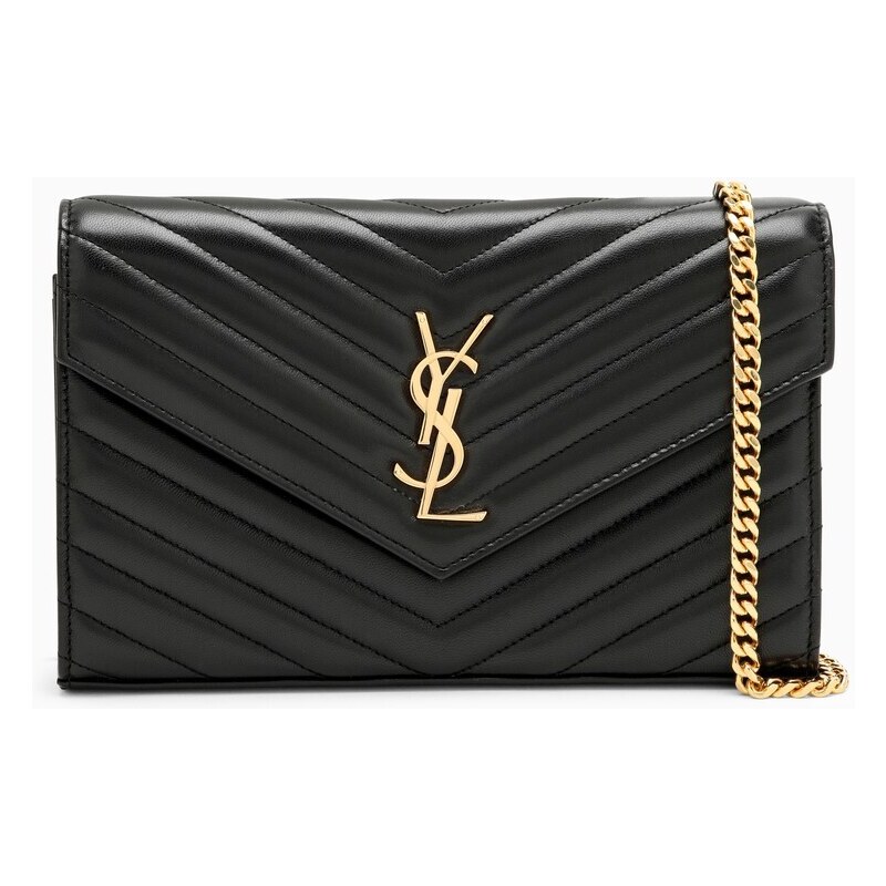 Saint Laurent Pochette con catena Cassandre nera in pelle - Stileo.it