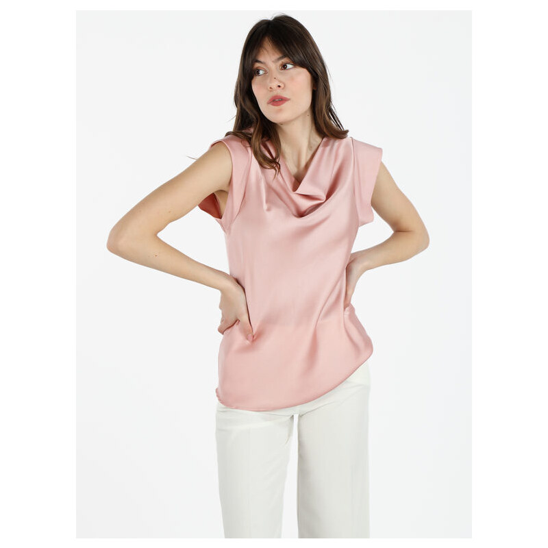 Daystar Blusa Donna Effetto Raso Con Scollo a Cascata Bluse Rosa Taglia ...