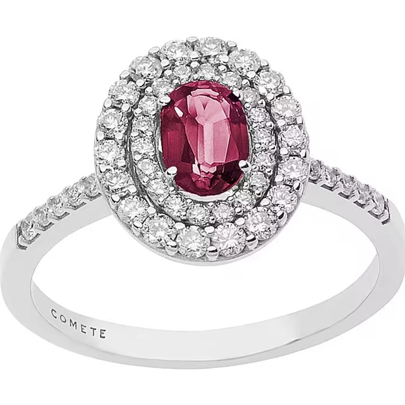 Comete Gioielli Anello Comete Orione da donna in oro bianco con rubino ...
