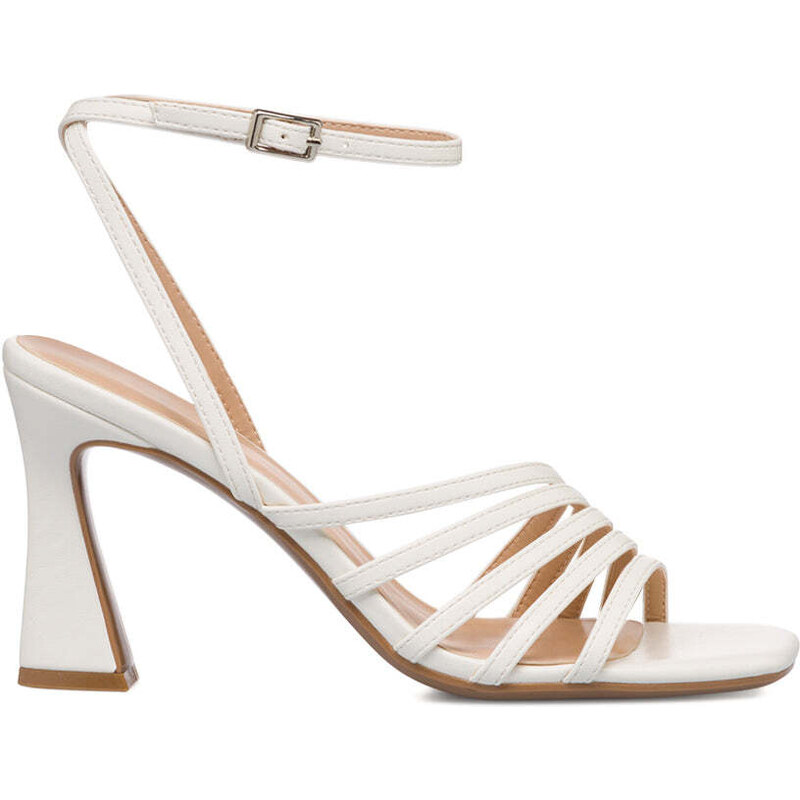 Sandali bianchi da donna con cinturino alla caviglia con tacco a ...