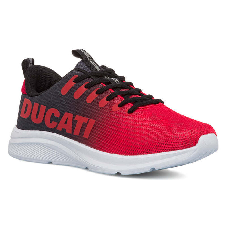 Scarpe sportive rosse e nere effetto sfumato da uomo con logo laterale ...
