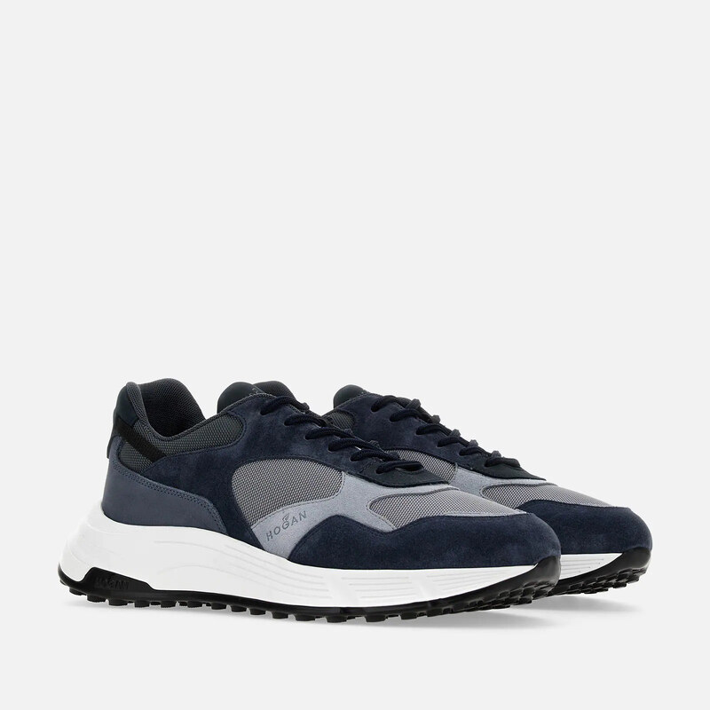 Hogan Sneakers Hyperlight in pelle scamosciata e tessuto blu - Stileo.it