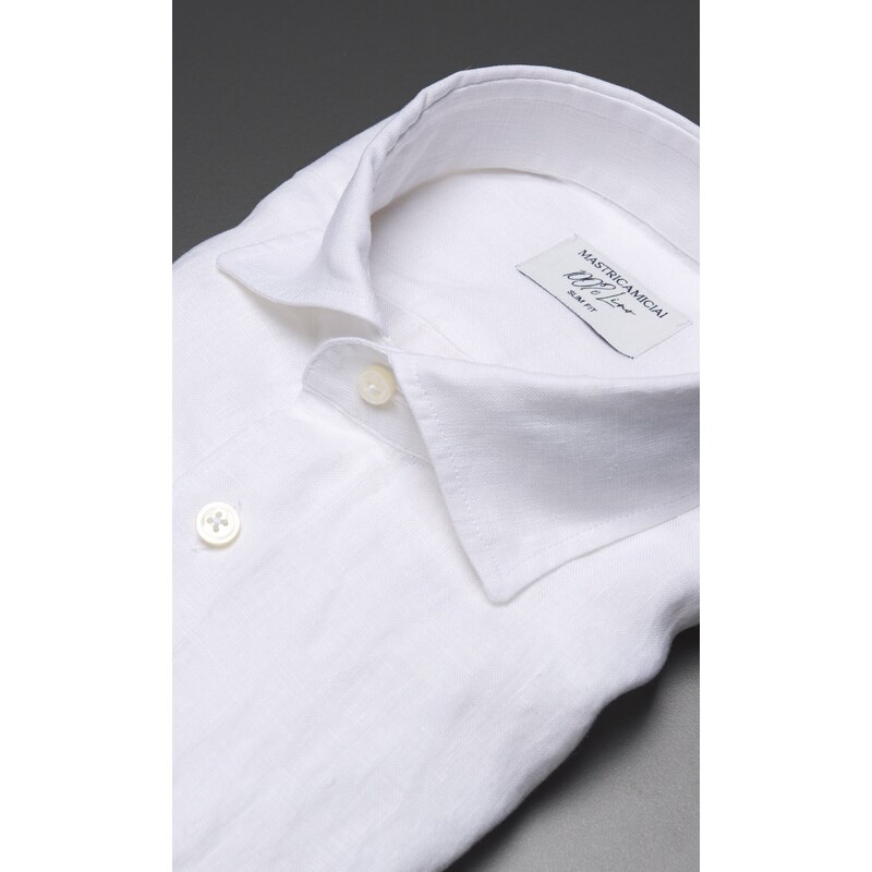CAMICIA MASTRICAMICIAI IN PURO LINO COLLO ITALIANO, Colore Bianco ...