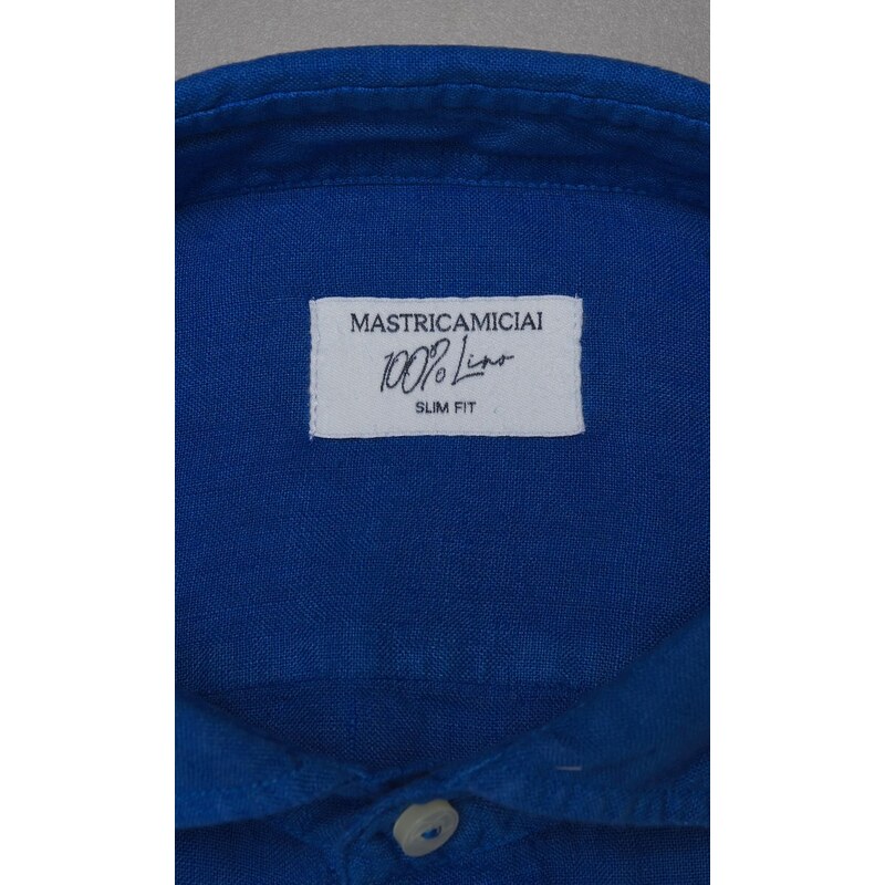 CAMICIA MASTRICAMICIAI IN PURO LINO COLLO ITALIANO, Colore Bluette ...
