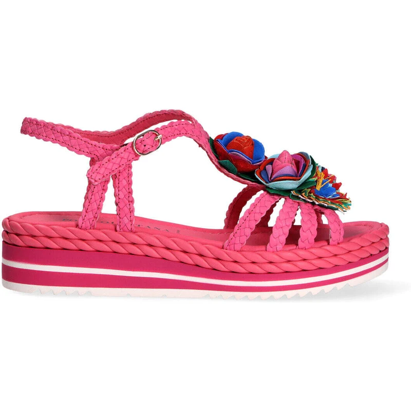 Pons Quintana sandalo in pelle intrecciata rosa - Stileo.it