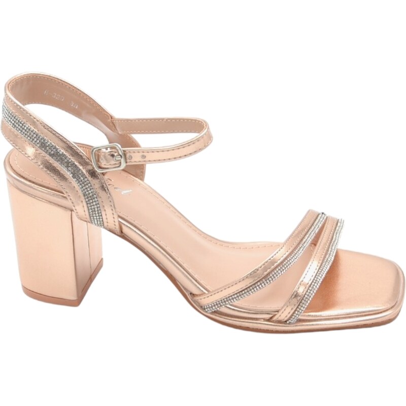 Malu Shoes Scarpe sandalo donna oro rosa pelle lucida con fasce a ...