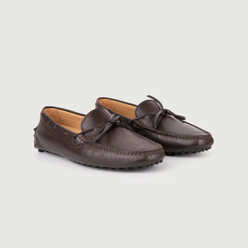 ANDREA MORANDO MOCASSINO CON GOMMINI IN PELLE MARRONE - Stileo.it