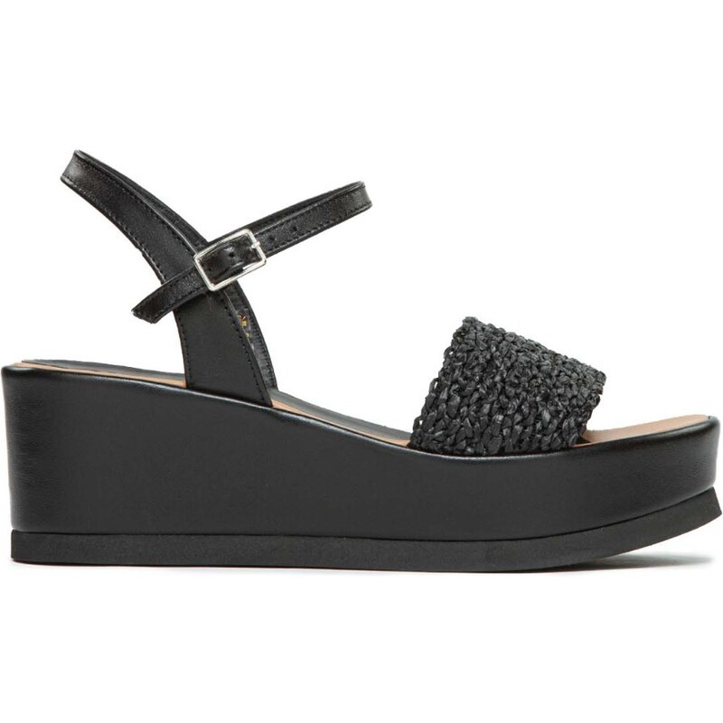 Gianmarco Sorelli zeppe JIL con fascia in raffia nera - Stileo.it