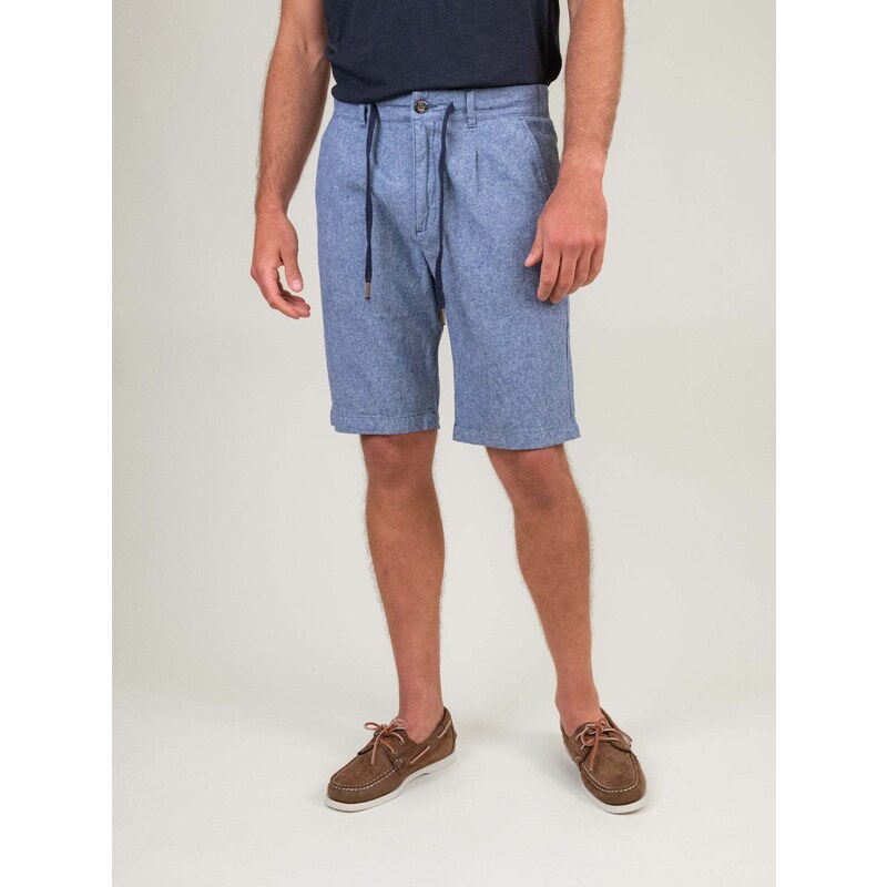 ANDREA MORANDO BERMUDA in lino e cotone BLU denim - Stileo.it