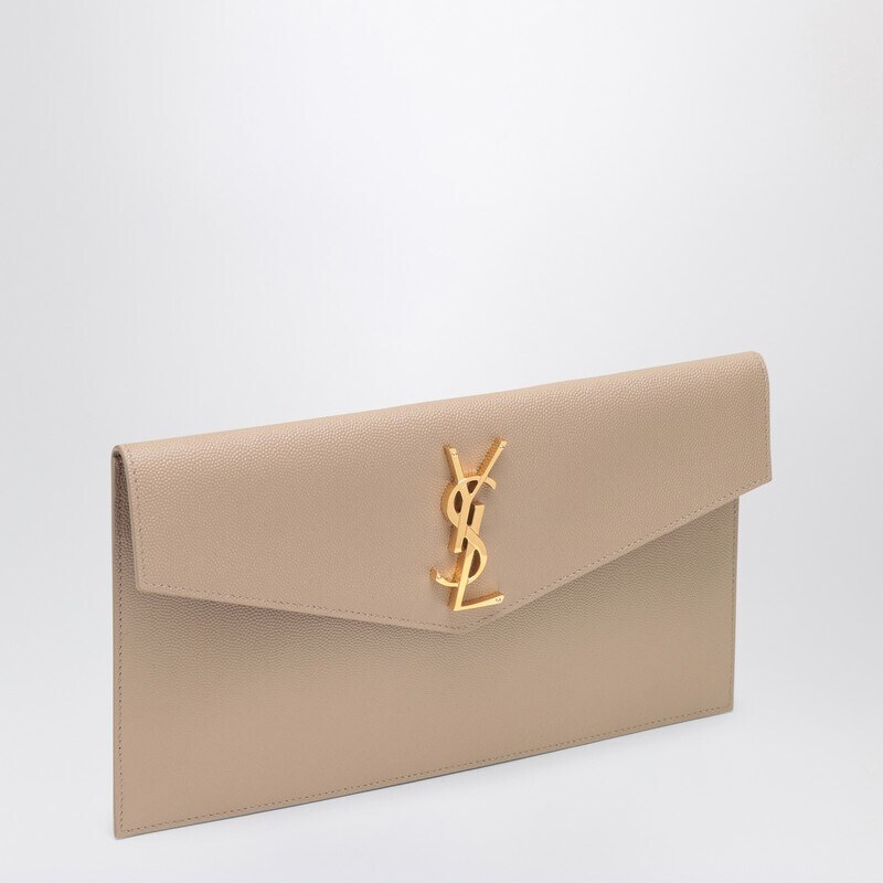 Saint Laurent Busta Uptown Cassandre beige in pelle - Stileo.it
