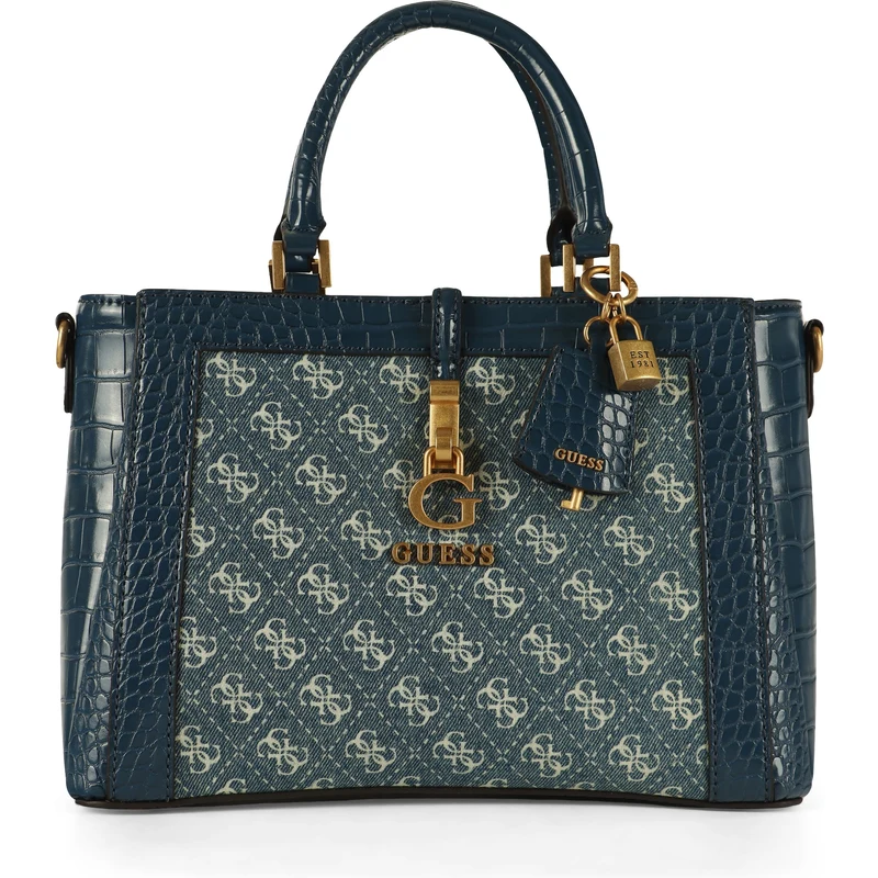 GUESS - Borsa a mano in denim ed ecopelle G. JAMES LOGO ...