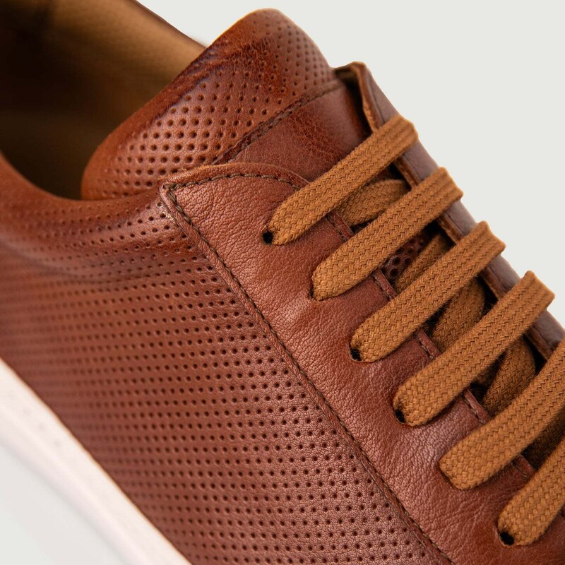ANDREA MORANDO SNEAKER in pelle traforata cuoio effetto vintage - Stileo.it