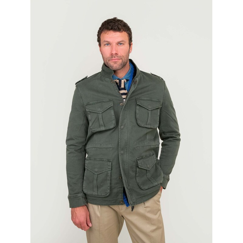 ANDREA MORANDO FIELD JACKET IN COTONE ARMY GREEN - Stileo.it
