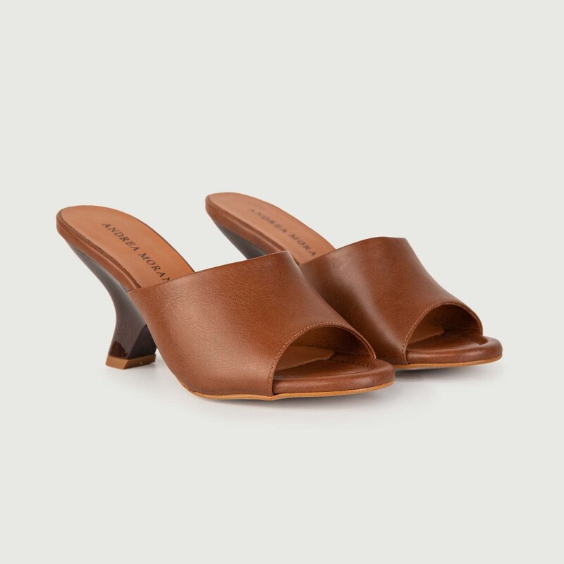 ANDREA MORANDO SABOT CON MAXI FASCIA IN PELLE MARRONE - Stileo.it