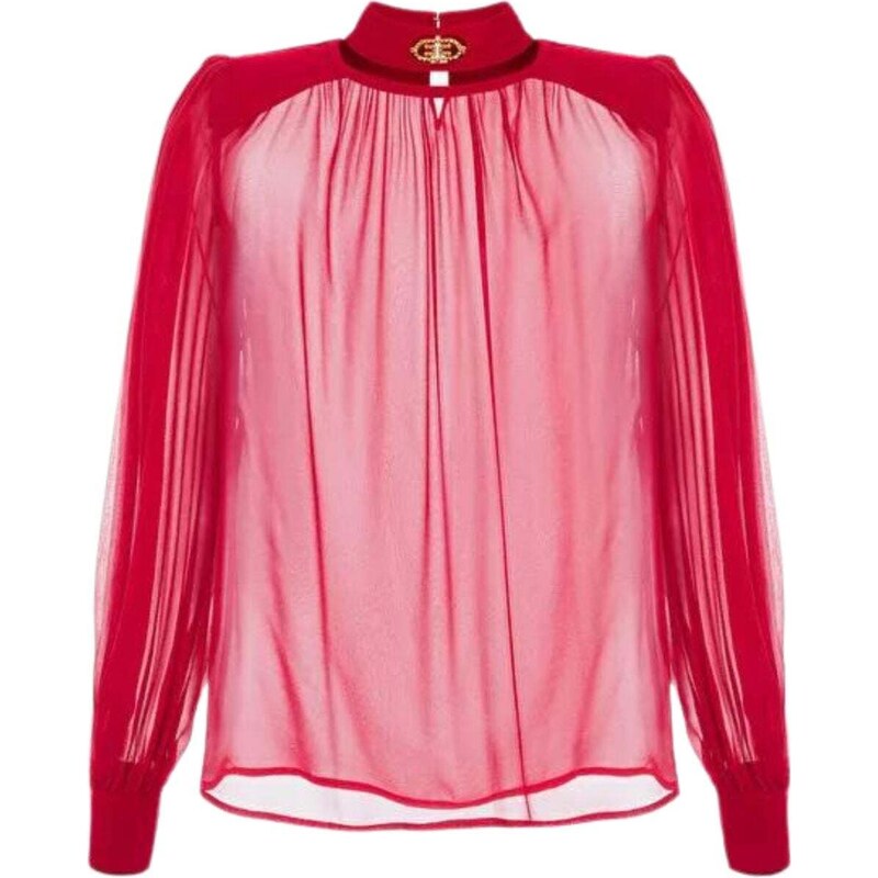 Elisabetta Franchi Camicia colletto alto georgette seta - Stileo.it