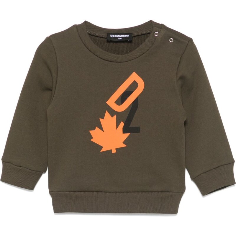 DSQUARED KIDS Felpa verde militare logo D2 neonato - Stileo.it