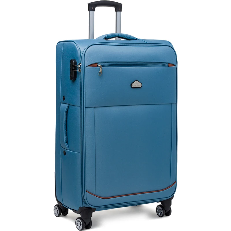 Valigia grande in tessuto azzurro Romeo Gigli - Stileo.it