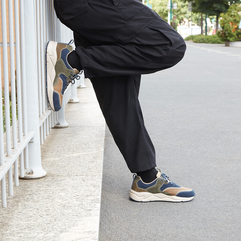 Sneakers da uomo marrone e blu con logo Gate 76 - Stileo.it