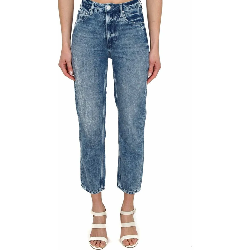 Guess Donna JEANS VITA ALTA MOM FIT IN DENIM STONE WASHED BLU - Stileo.it