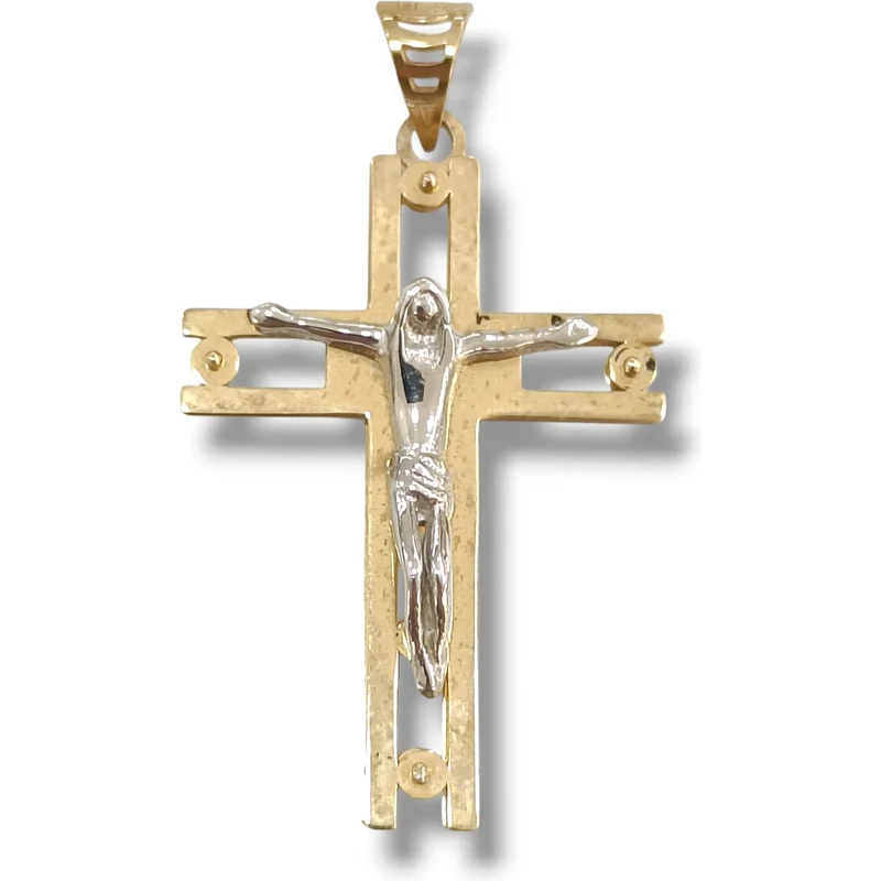 Pendente croce uomo con cristo bicolore in oro 375 Igold - Stileo.it