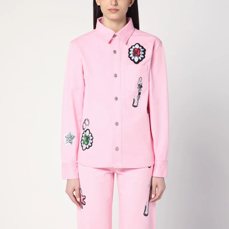Marc Jacobs Camicia rosa con stampe in denim - Stileo.it