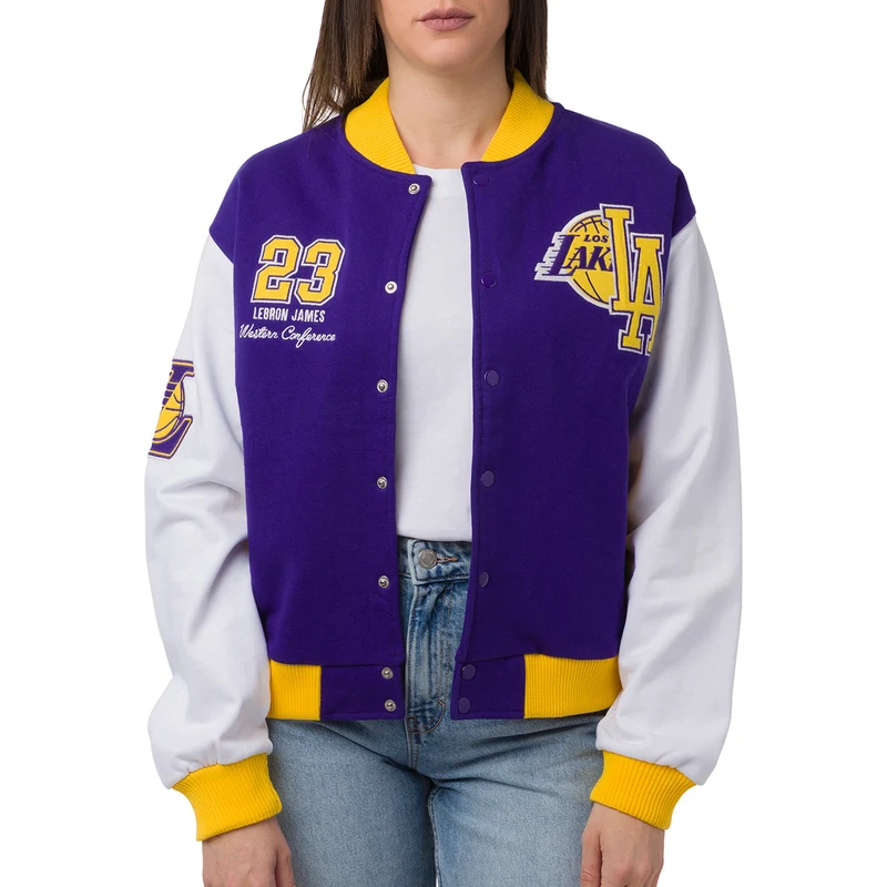 Los Angeles Lakers Giacca Bomber da Donna viola bianca e gialla con ...