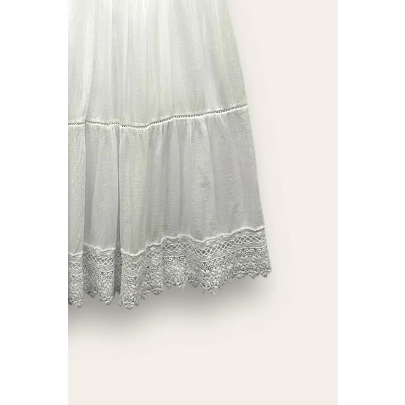 LOVEME Gonna a balze in mussola di cotone con pizzo al fondo female ...